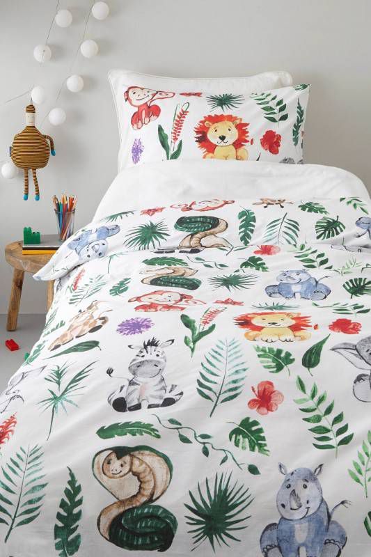 Good Morning Zoo dekbedovertrek Katoen Peuter (120x150 cm + 1 sloop ...